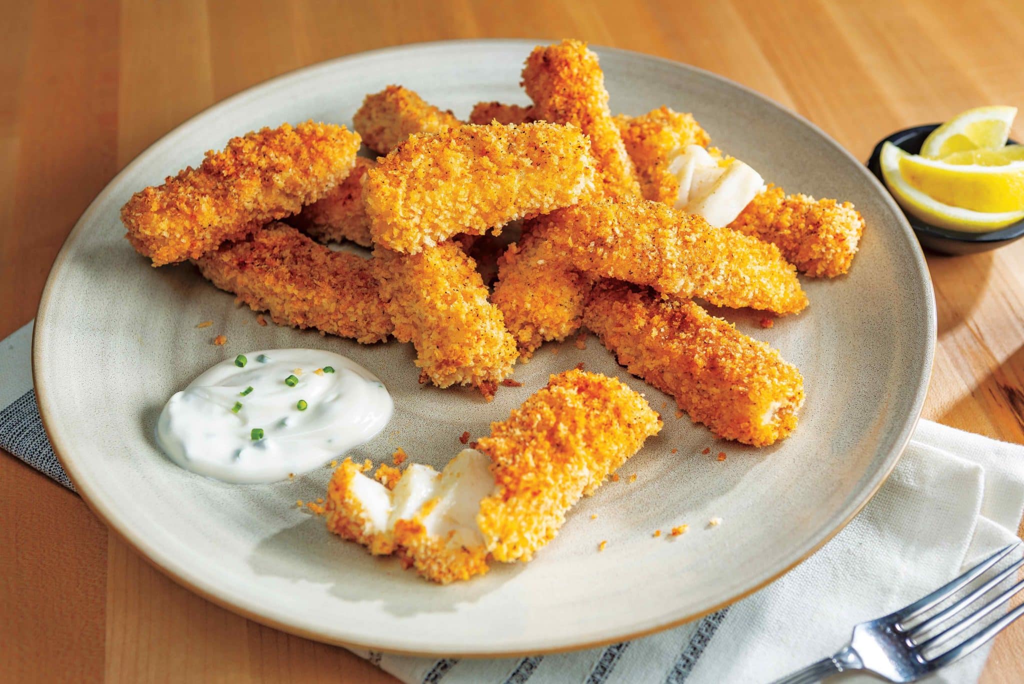 Fish Dippers with Lemon-Chive Dipping Sauce - Smart Lifebites